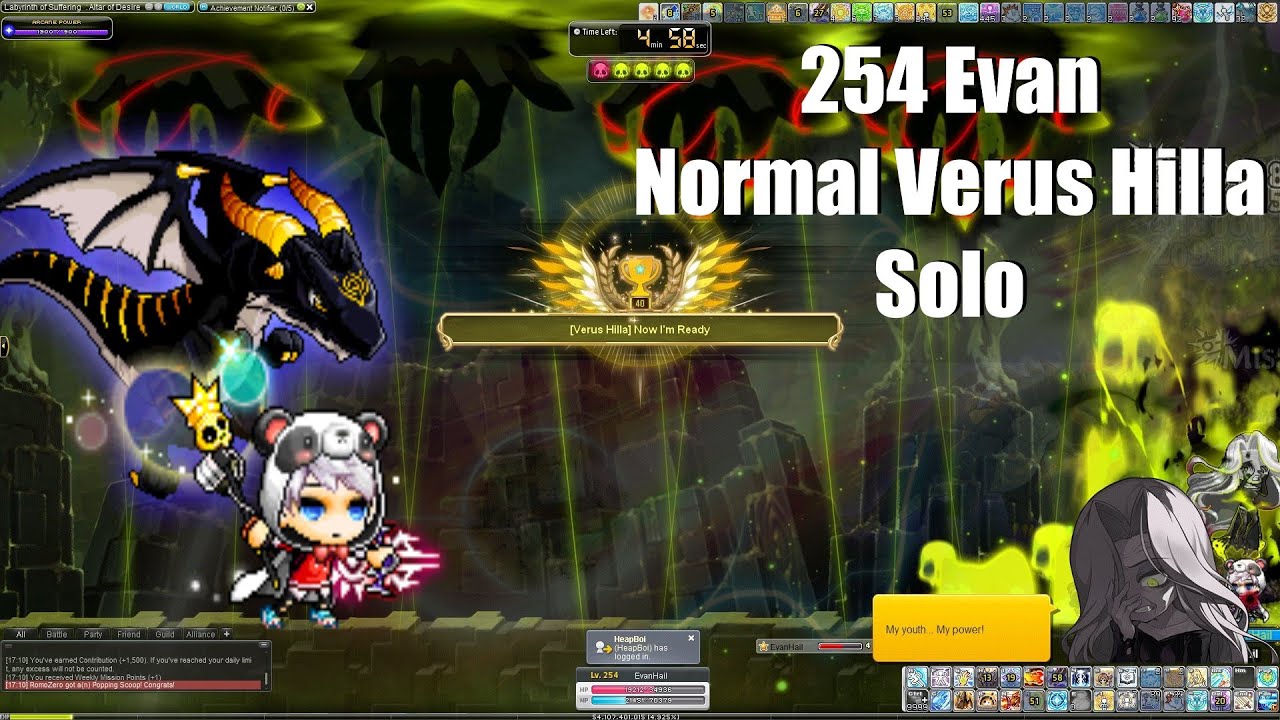 [Maplestory GMS Reboot] 254 Evan Normal Verus Hilla Solo - YouTube