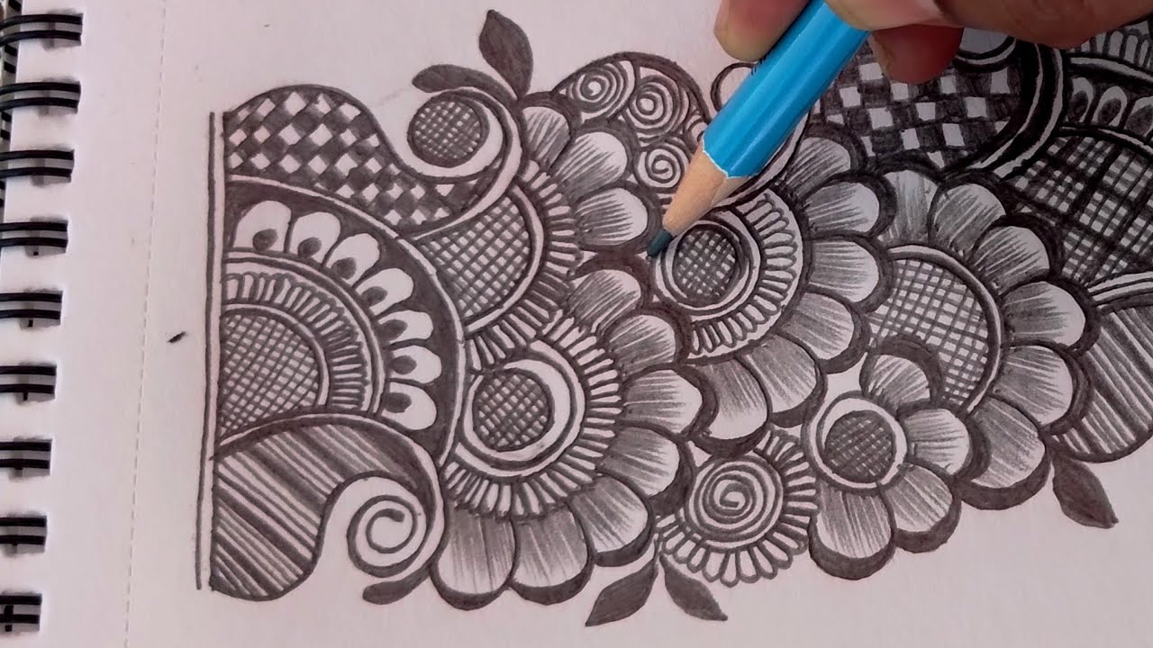 Easy Pencil Mehndi Design for Beginners | Pencil Shading Mehndi Design ...