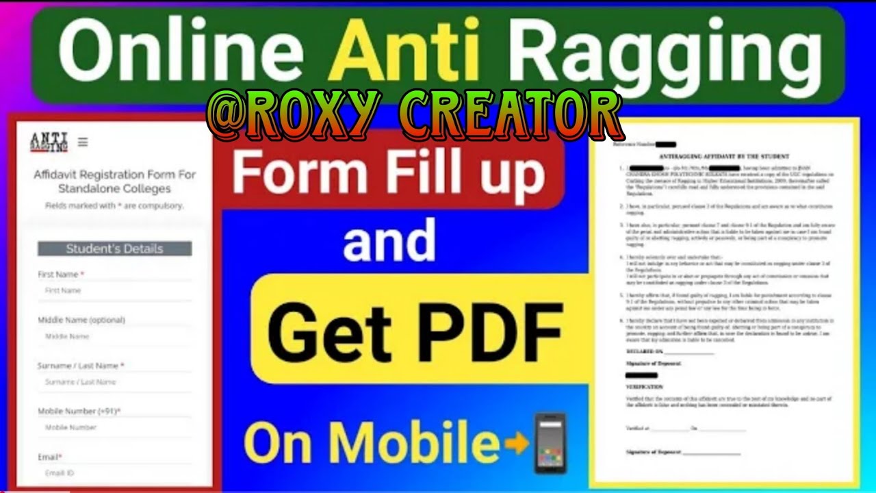How to Fill Anti Ragging Online form fill up and get PDF on your mobile ...