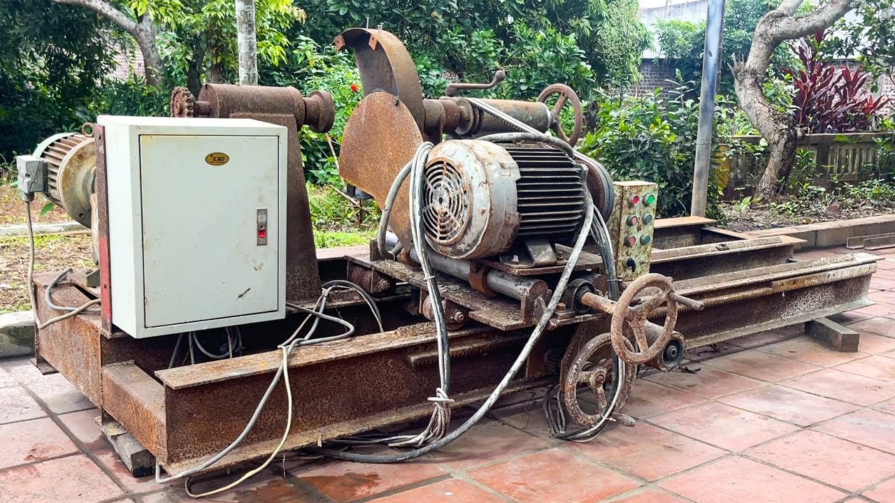 Extremely Rusty Stone Lathe Cutting Machine Restoration Project // The ...