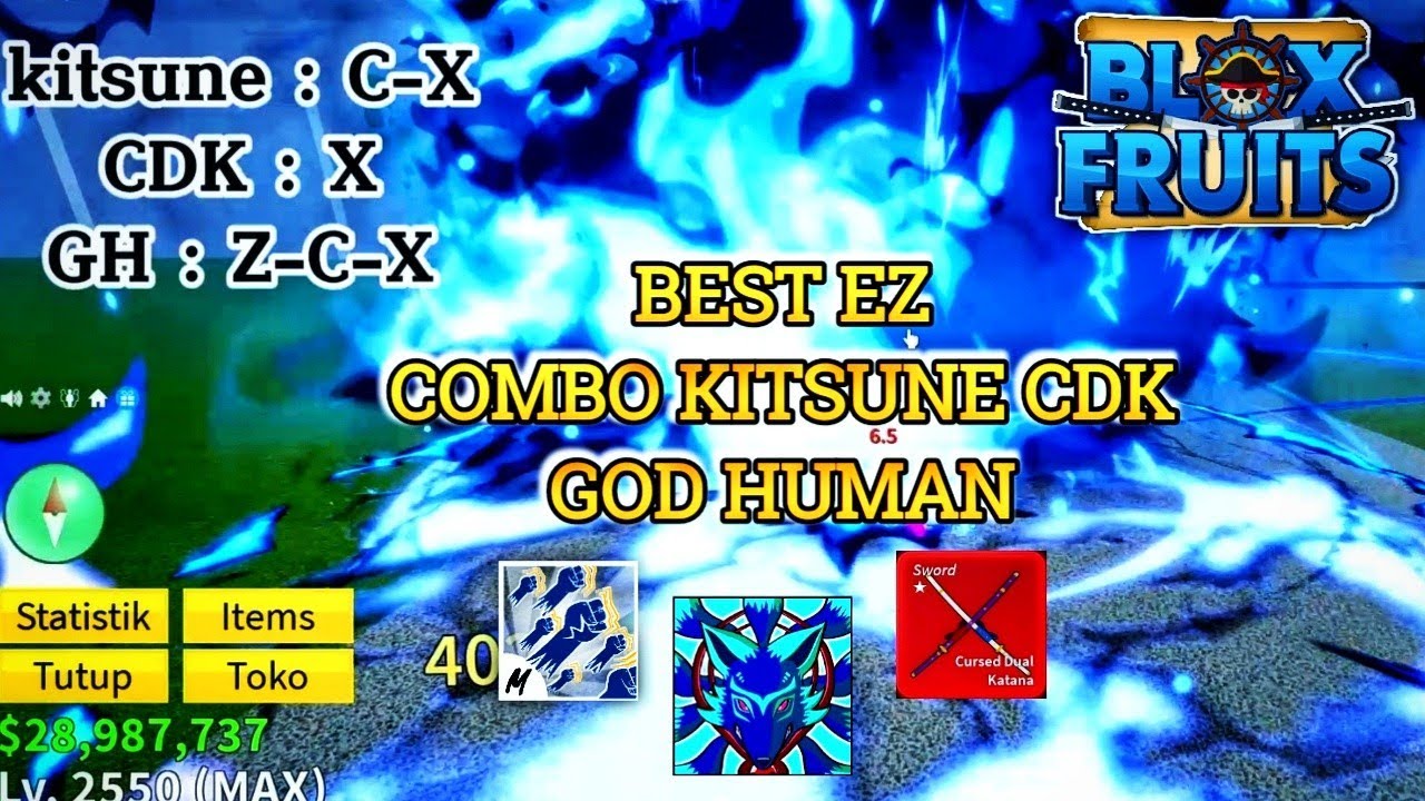 New Best Ez | Combo Kitsune + God Human + CDK - Blox Fruits - YouTube