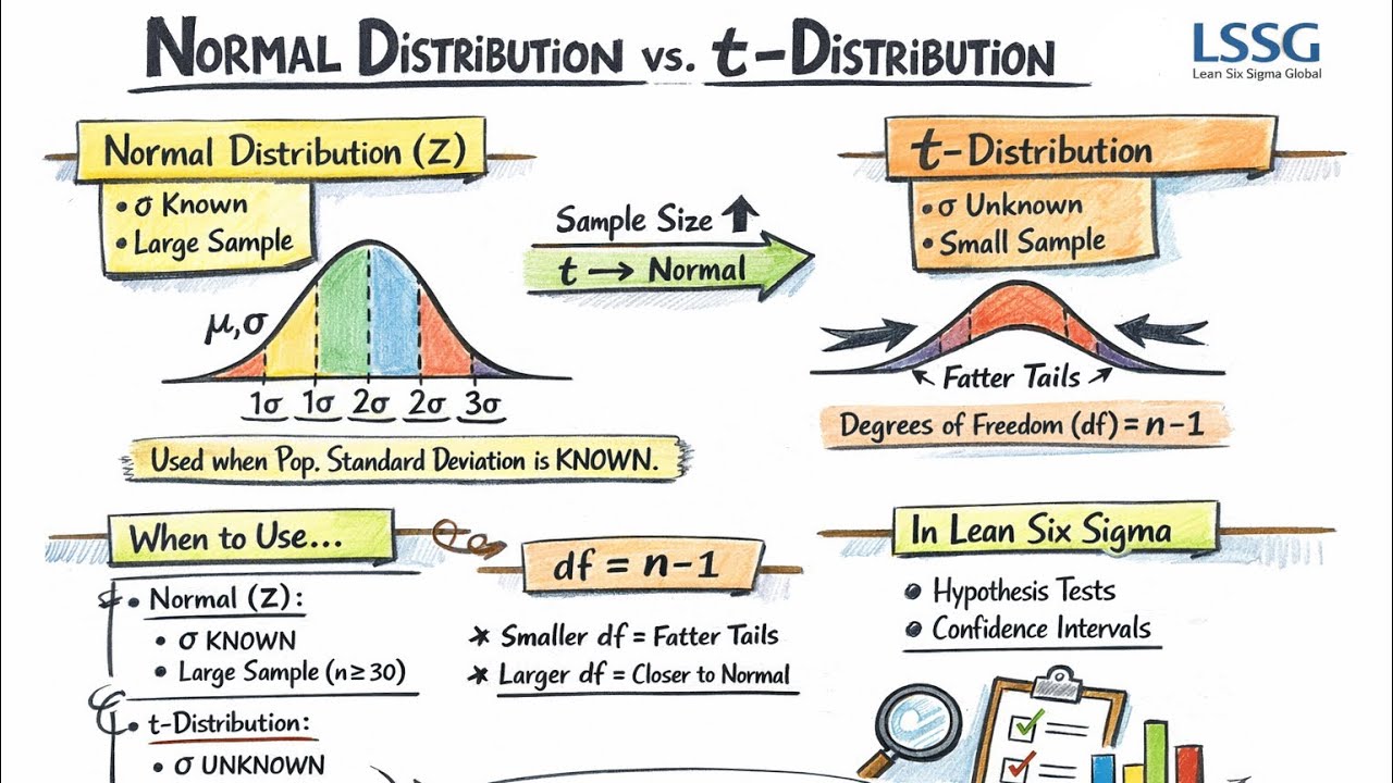 012 Normal Distribution - t Distribution - Degrees of Freedom - Lean ...
