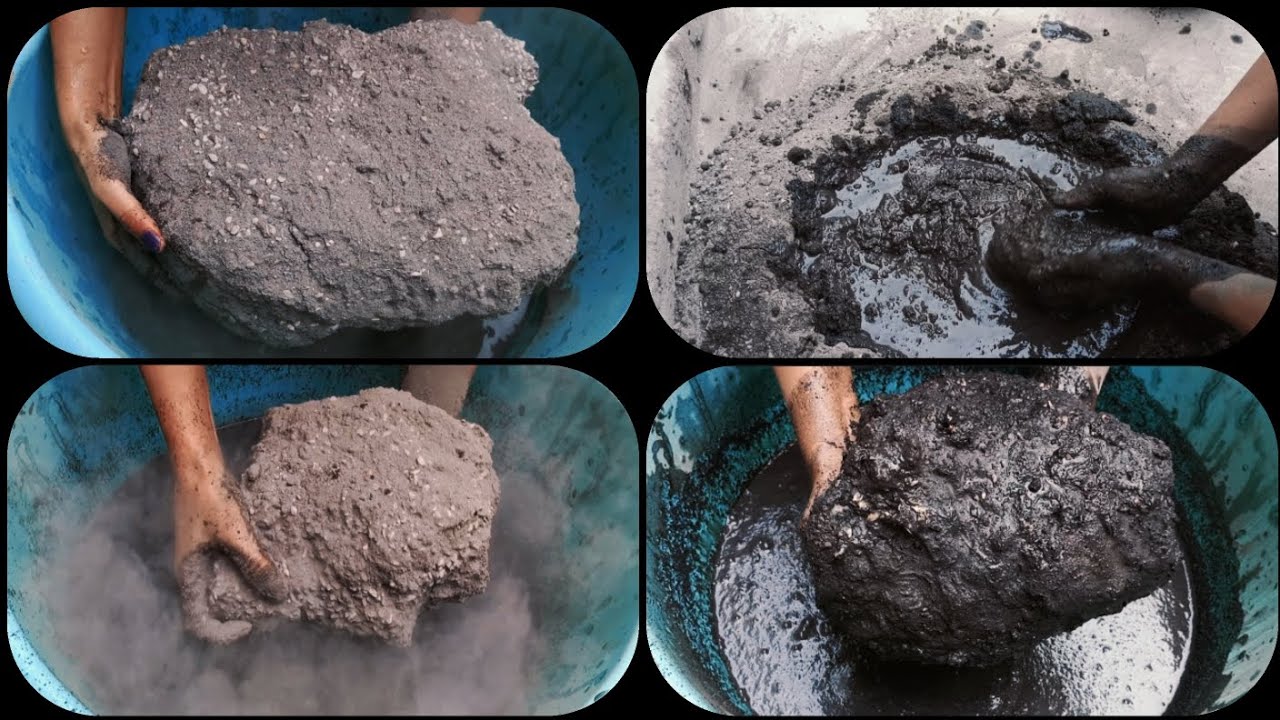 pure charcoal huge chunks water crumbling + pouring +massy mixing - YouTube
