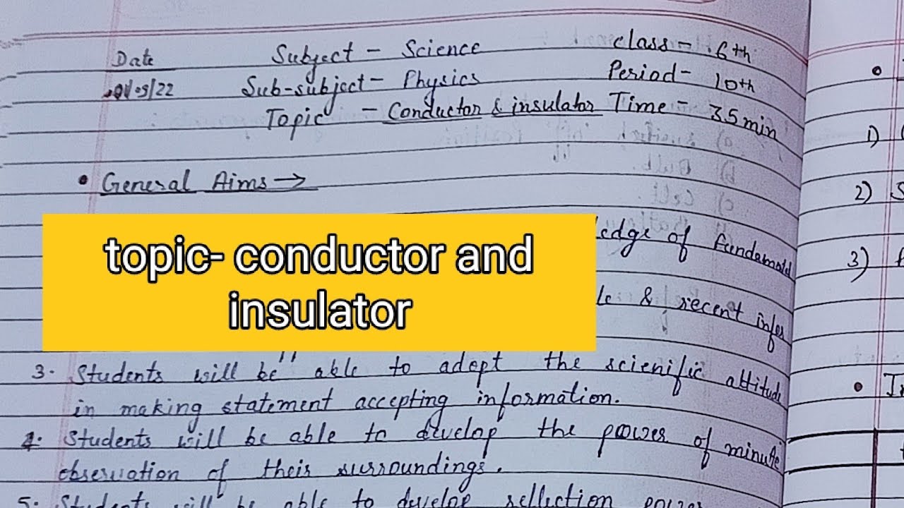 physical science full lesson plan| topic - Conductor and insulator ...