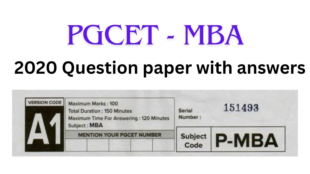 PGCET MBA 2020 Question Paper with answers - YouTube