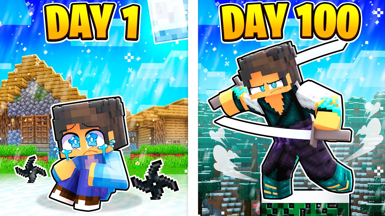 I Survived 100 DAYS as a NINJA in HARDCORE Minecraft! - YouTube
