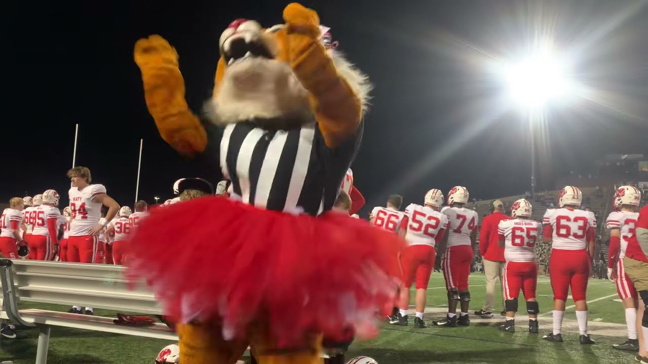 High School Katy Tiger Mascot Vibing at Football Game on Sidelines 11. ...