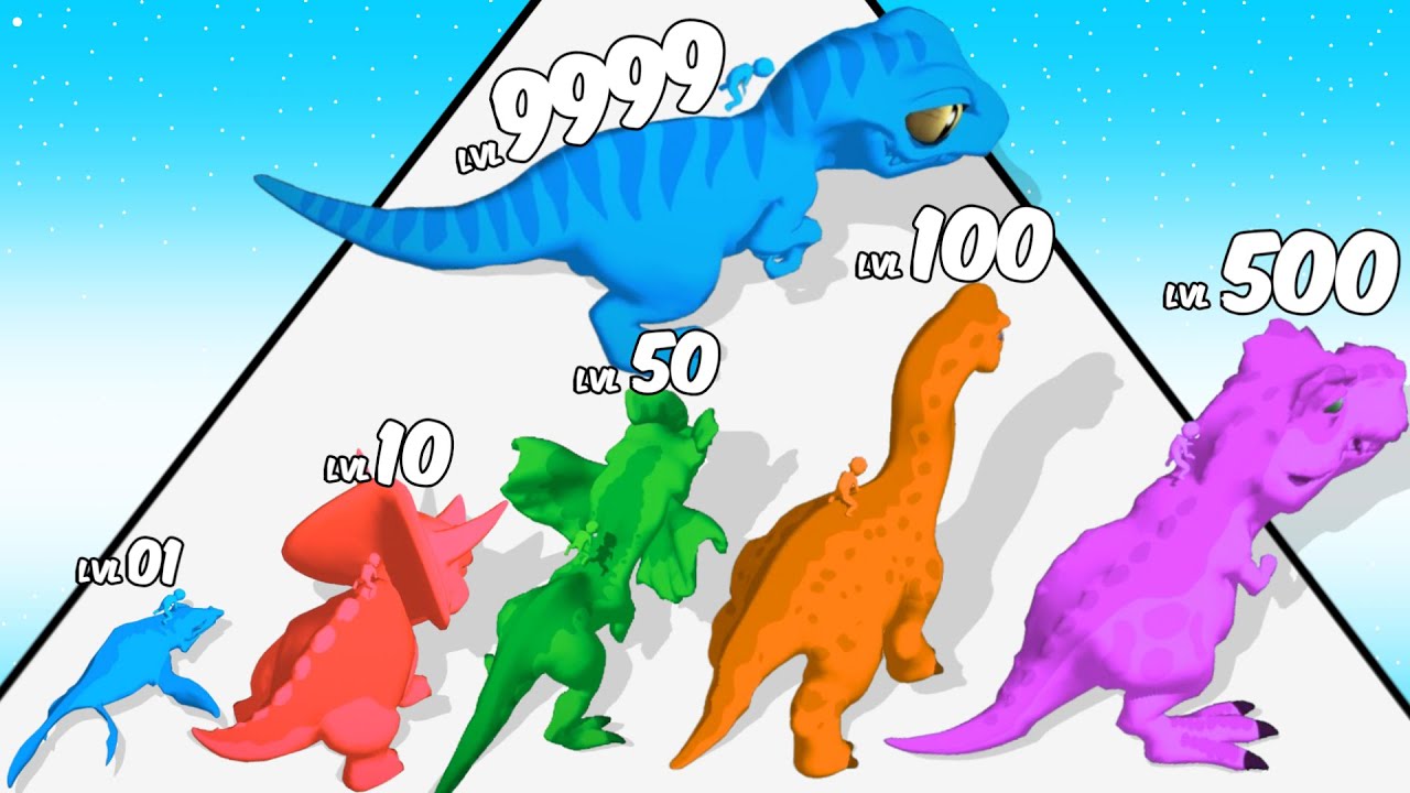 Dino Chaos Crazy Race - Level Up Dinosaur Max Level AMSR Gameplay - YouTube