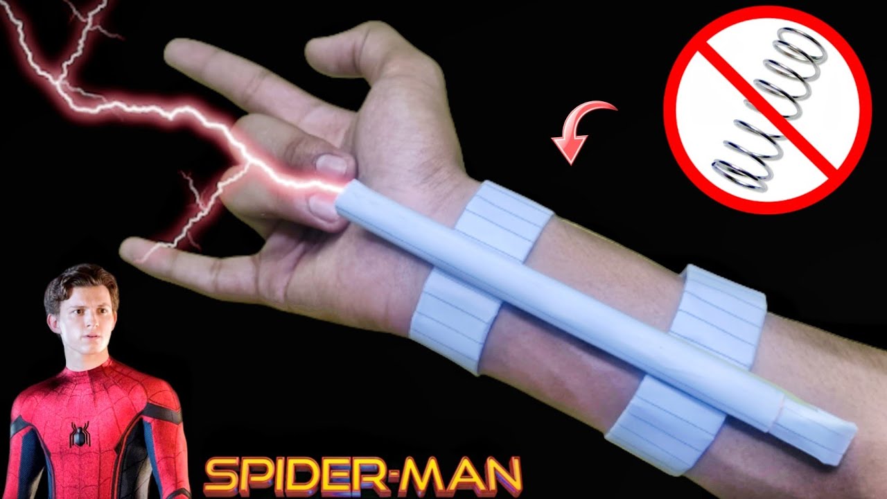 How to make spiderman web shooter with rubber band || Web shooter with ...