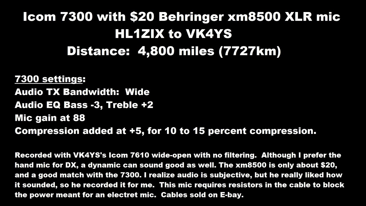 Icom 7300 with Behringer xm8500 microphone for ham radio, recorded by ...