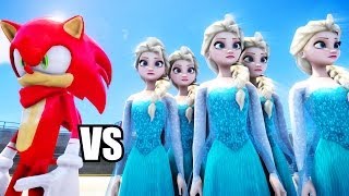 Red Sonic the Hedgehog vs Elsa Queen Army Epic battle! - YouTube