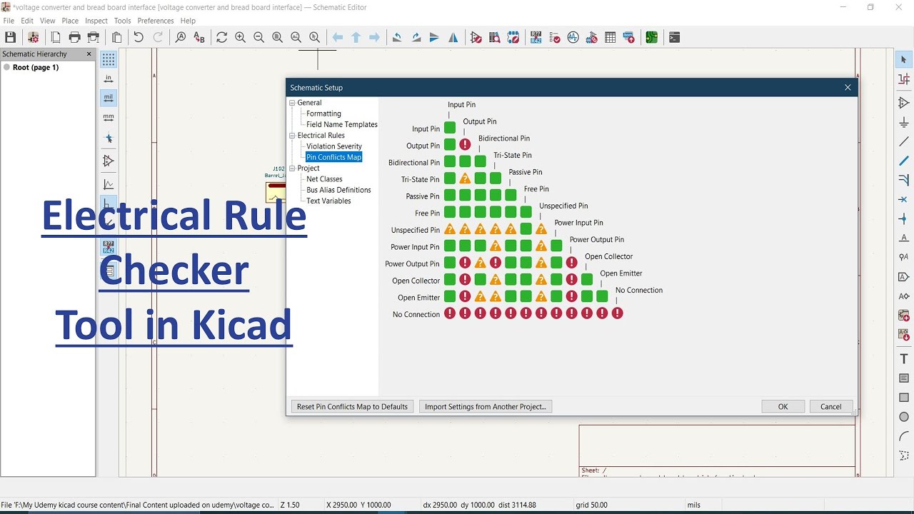 11 KiCad ERC Tutorial: Running Electrical Rule Check and Exploring Schematic Setup for Rule ...