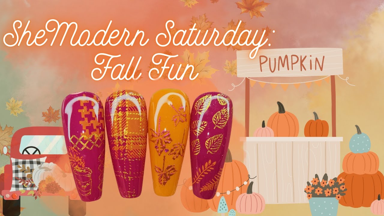 SheModern Saturday Fall Fun | Fun Fall Foliage Nails With Chrome Accent ...
