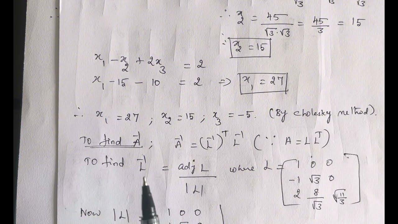 To find inverse matrix using Cholesky method/LU decomposition / numerical methods/ linear ...