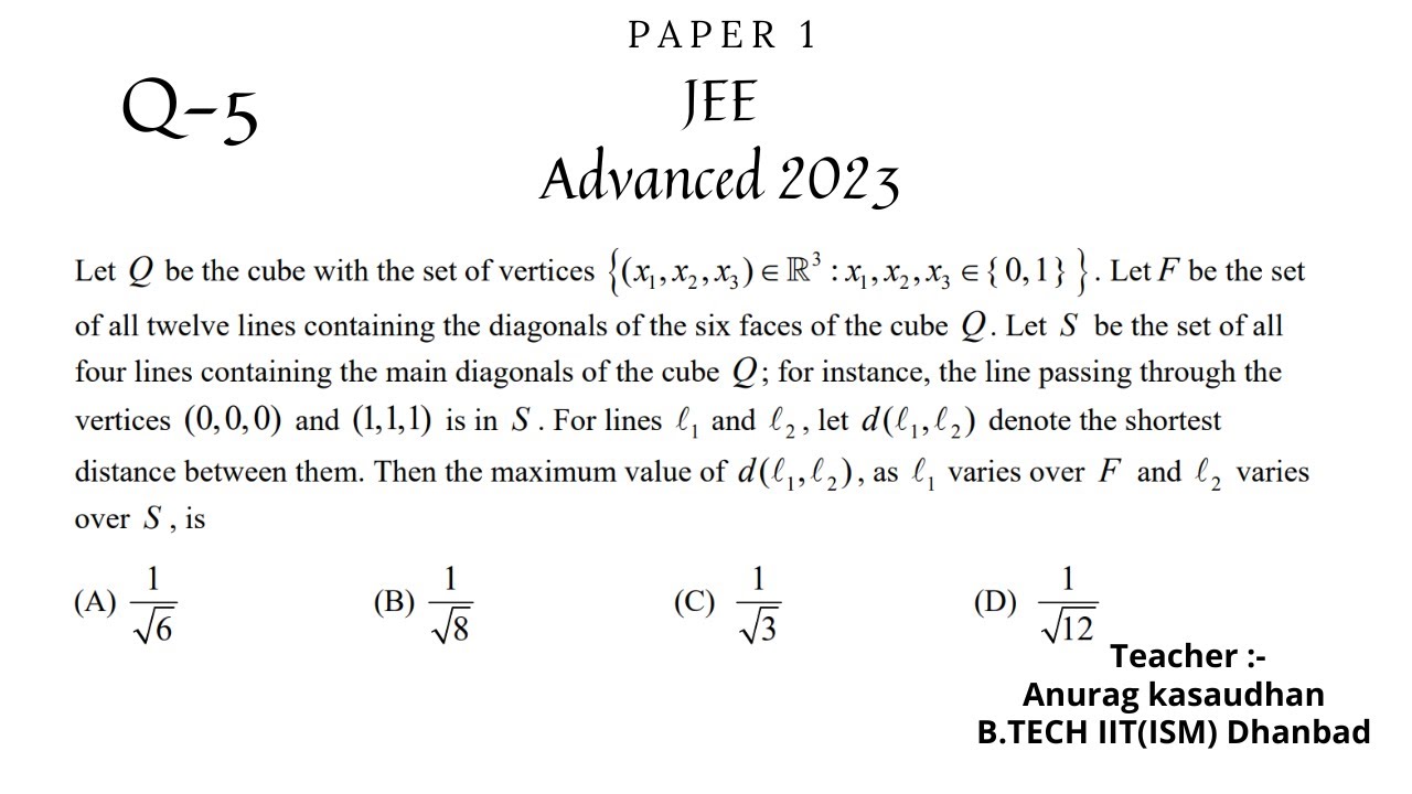 JEE Advanced 2023 Math Paper 1 (Q 5) solution | IIT JEE Maths | # ...