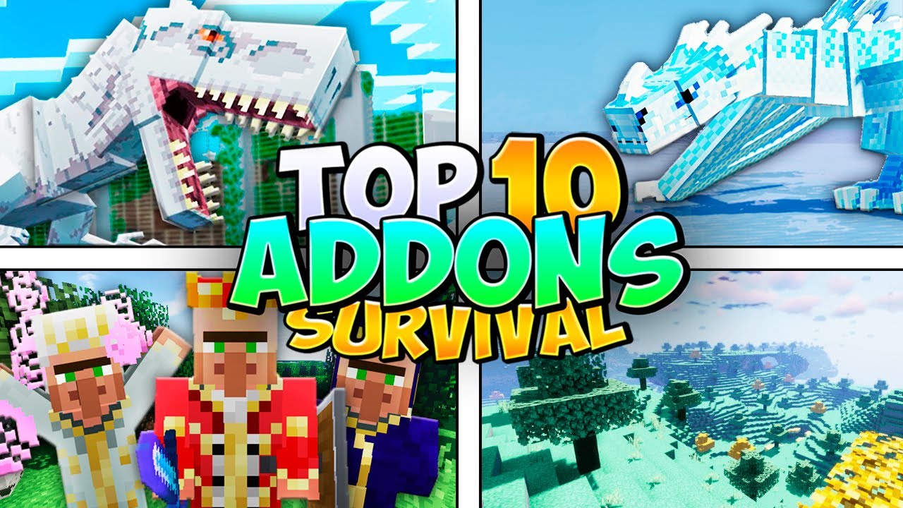 TOP 10 ADDONS SURVIVAL | Mejores mods para Minecraft PE (Bedrock) 1.17. ...