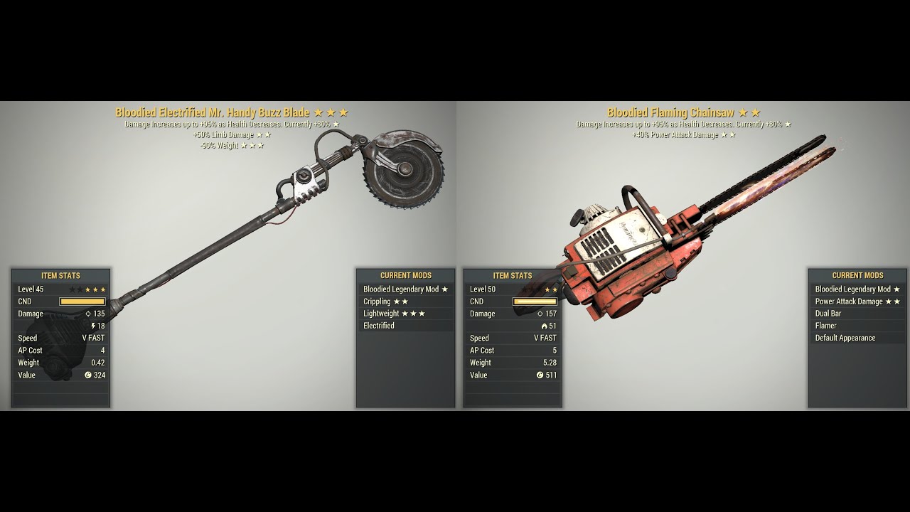 Fallout 76: Bloodied Automatic Melee Weapons. - YouTube