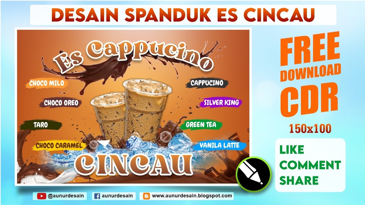 DESAIN SPANDUK ES CAPPUCINO CINCAU | FREE CDR - YouTube