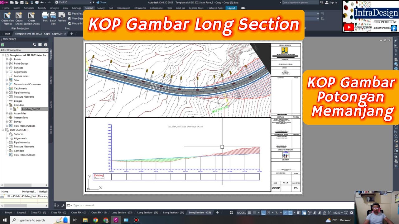 Run OTOMATIS Long Section atau Profile Memanjang dalam KOP atau Layout ...