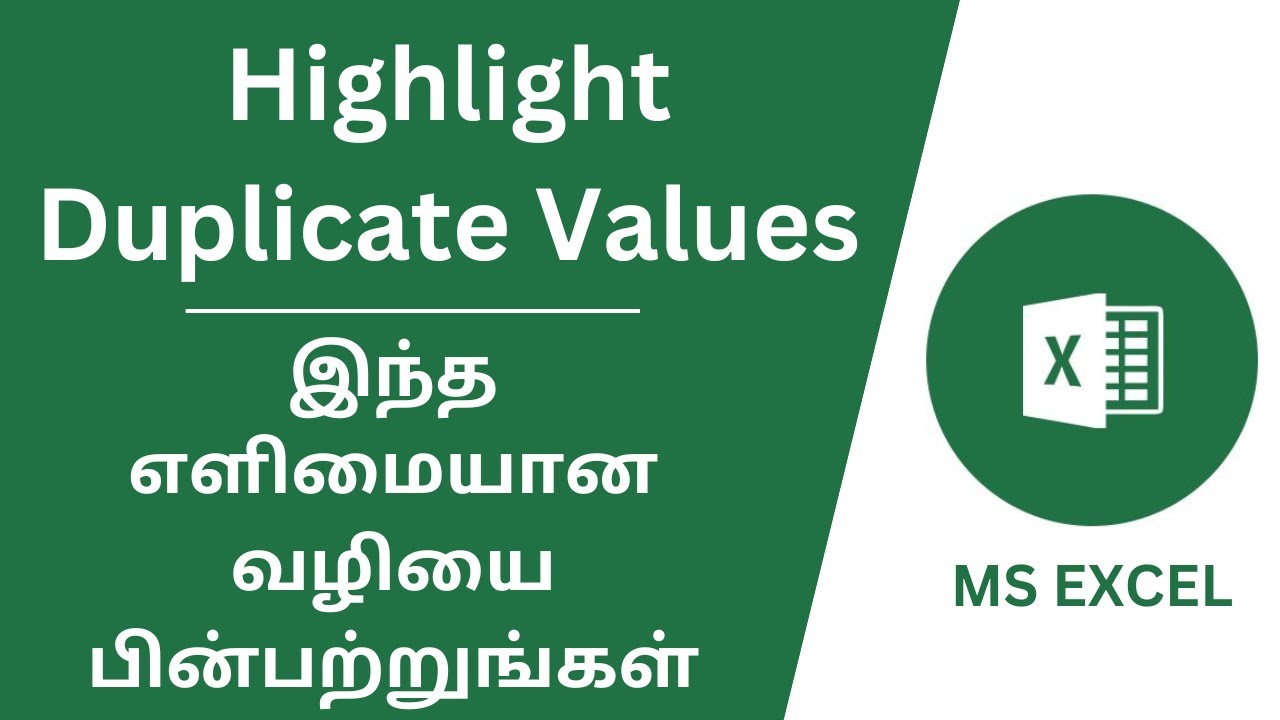 How To Highlight Duplicate Values In Excel Tamil Excel Guru Tamil Youtube
