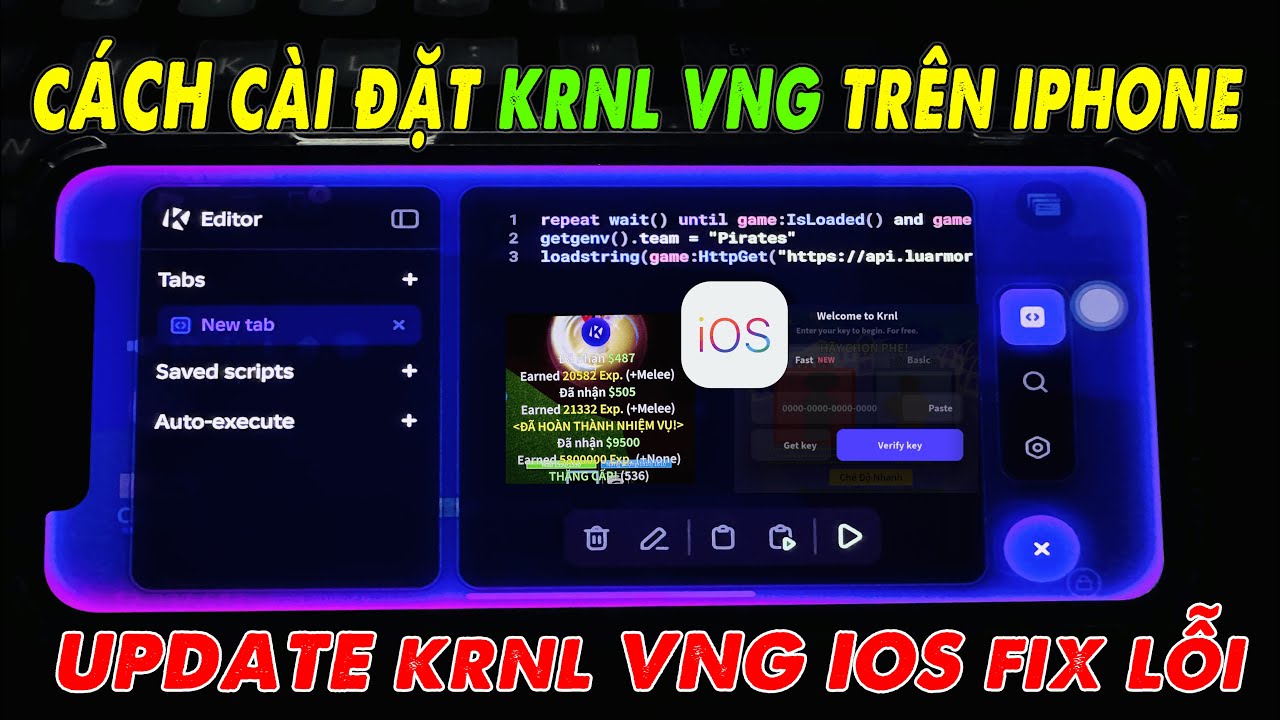 Cách cài đặt krnl vng mới nhất trên điện thoại iphone | hướng dẫn get key krnl trên ios - YouTube