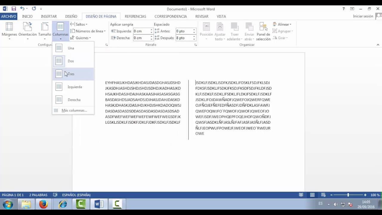 Columnas en el word - YouTube