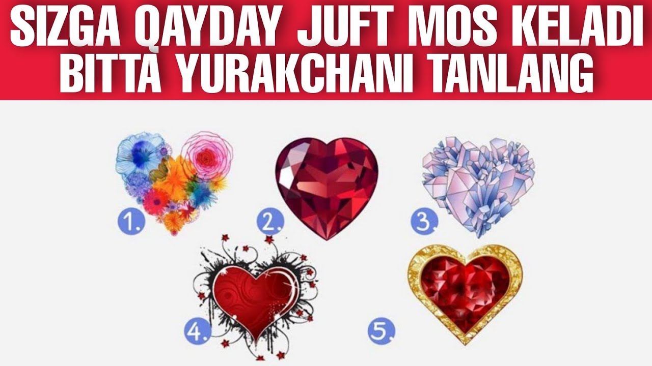 Sevgi testi Sizga qanday Umr yo'ldosh mos keladi - YouTube