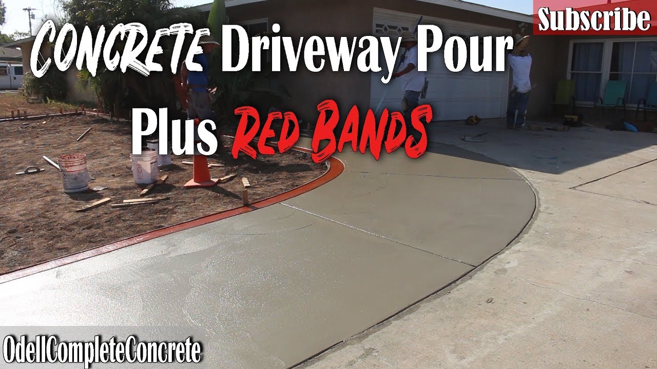 How to Pour a Concrete Driveway With Colored bands Part 3 - YouTube