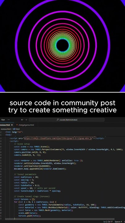 🚀 Infinite Neon Light Tunnels – Hypnotic Sci-Fi Animation with HTML, CSS & JS #webdesign #shorts ...