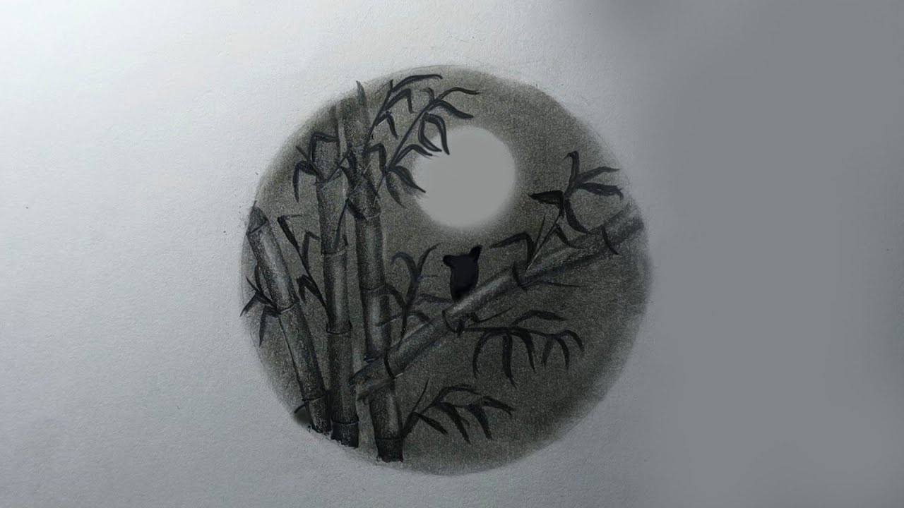 How to draw a bamboo scene at night in a circle | Rules for drawing ...