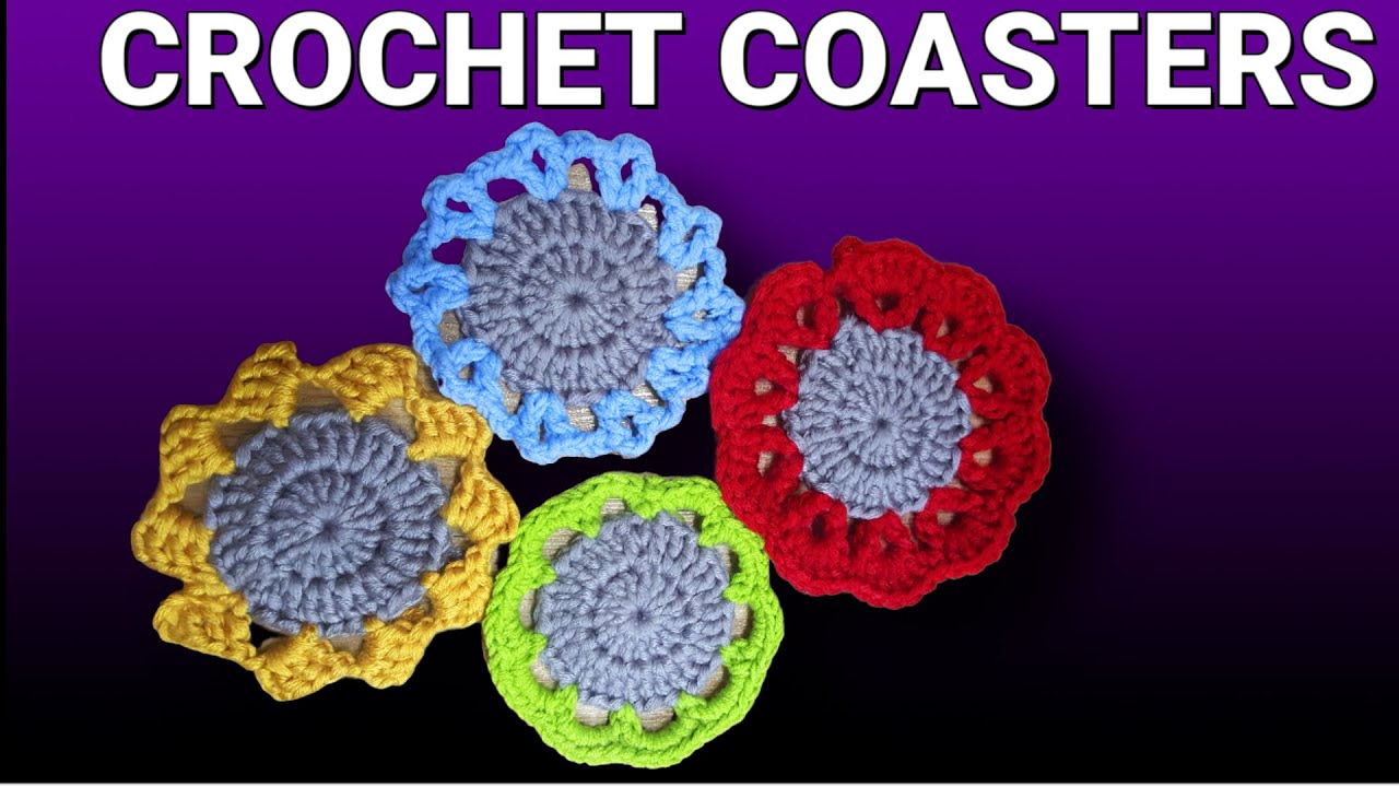 CROCHET:HOW TO CROCHET A COASTER | 4 IDEAS FOR CROCHET COASTERS | Mug ...