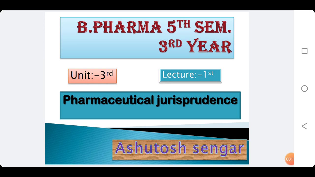 Pharmaceutical jurisprudence For B.Pharma. 5th sem. Lecture-1st unit ...