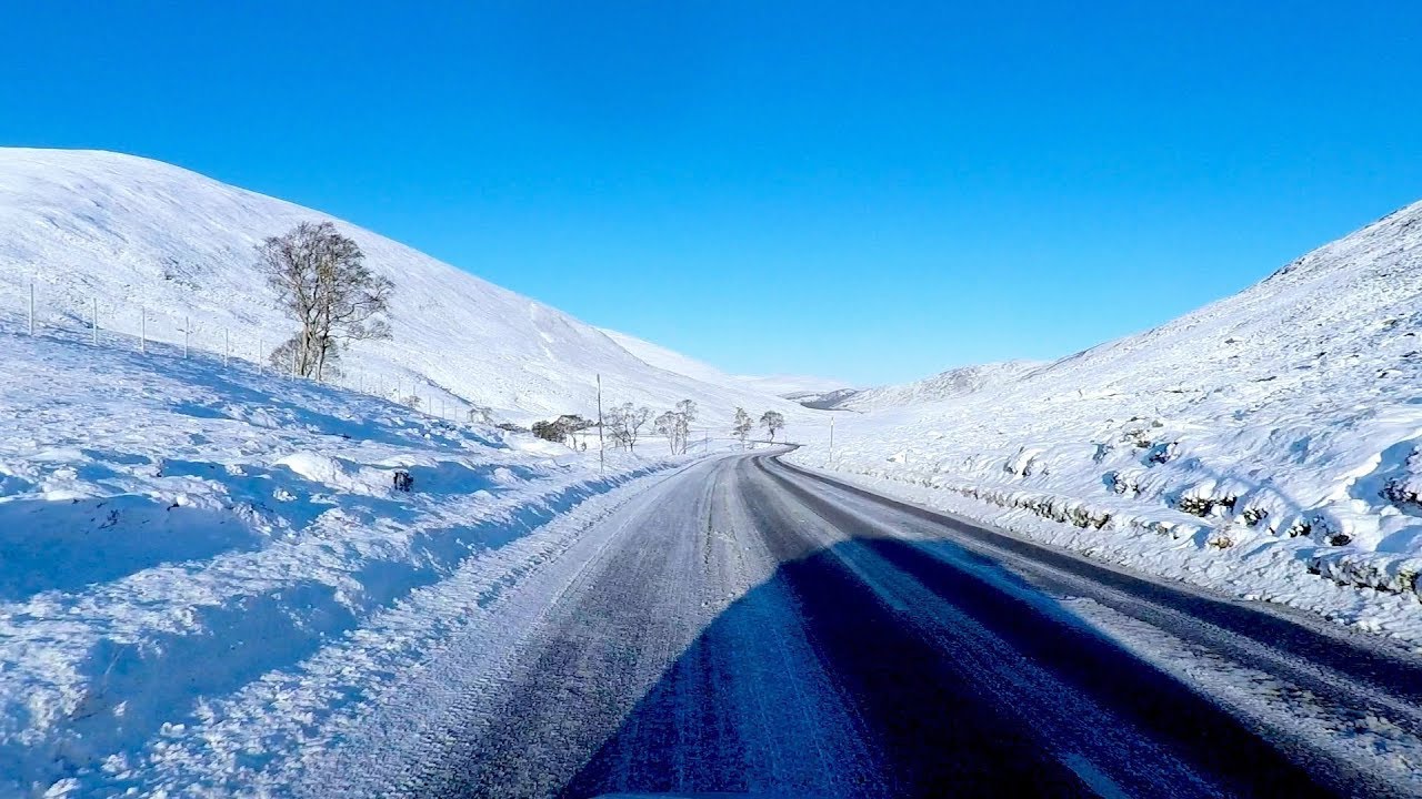 The Snow Road: A93 Glenshee Ski Centre to Braemar through Glen Clunie ...