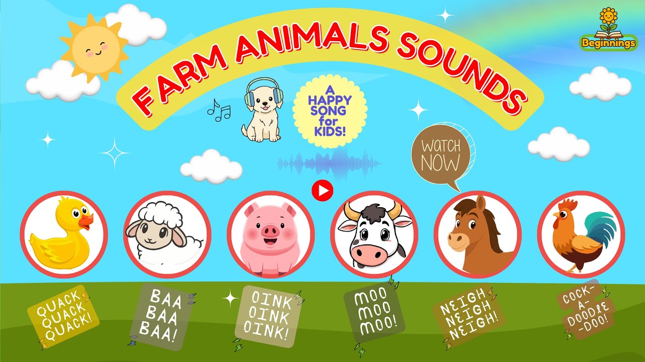Farm Animal Sounds Song for Kids | Learning Animal Noises & Sounds ...