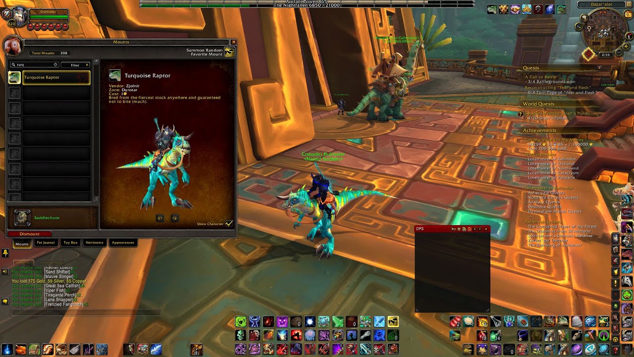 How To Get Turquoise Raptor Mount - World of Warcraft - YouTube
