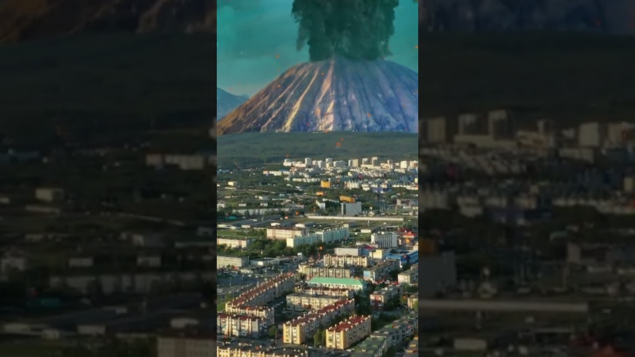 City near volcano - YouTube