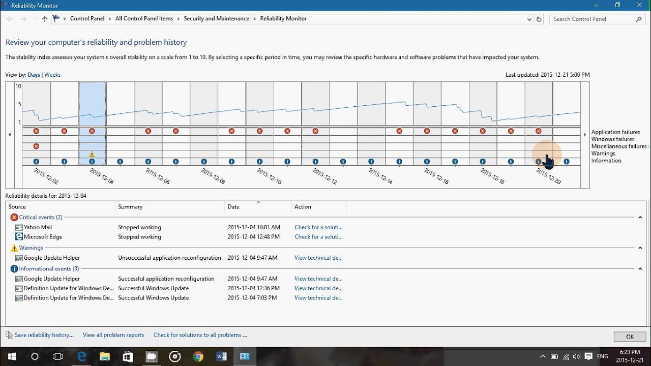 Windows 10 tips and tricks Reliability Monitor what it is and how to ...