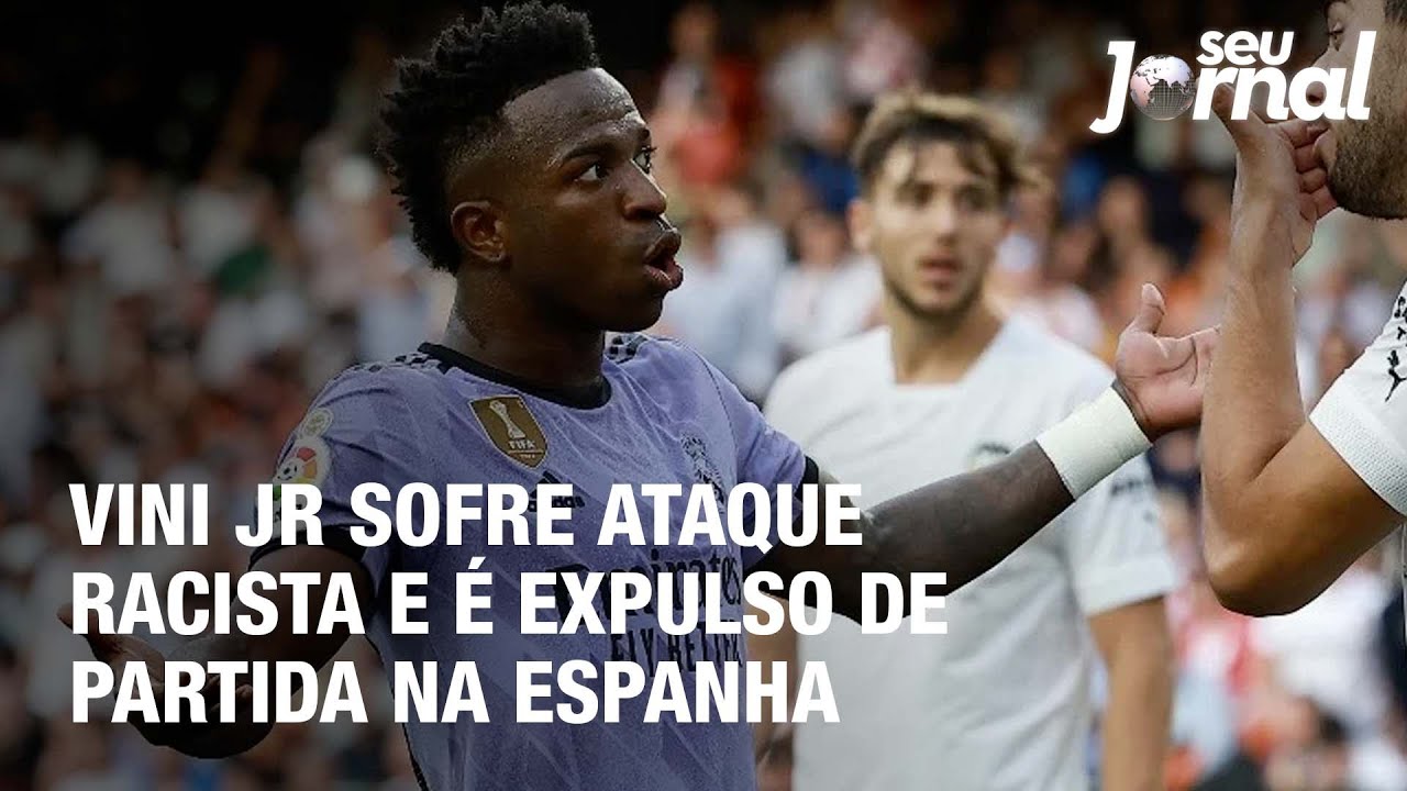 Vini Jr sofre ataque racista e é expulso de partida na Espanha - YouTube
