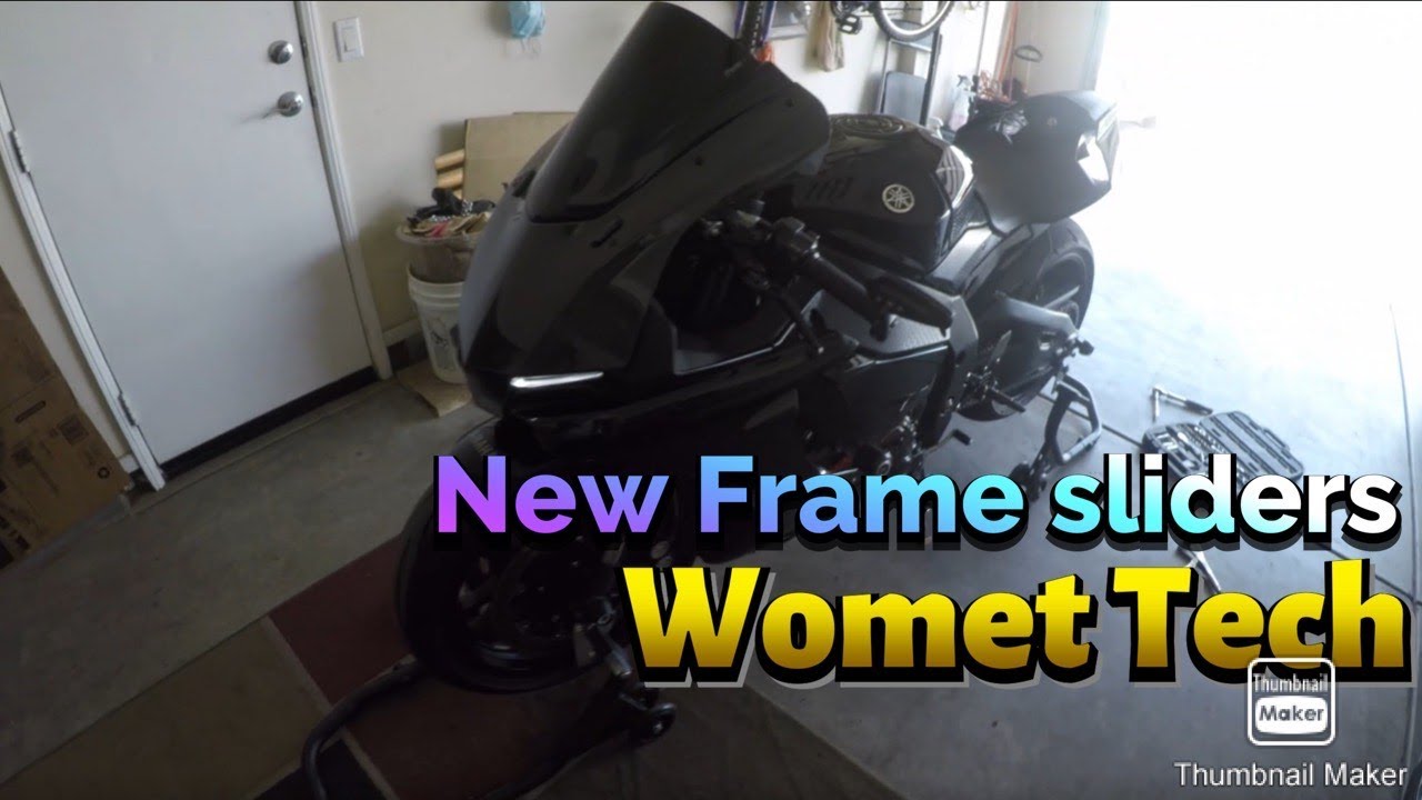 Yamaha R1 New Womet Tech frame sliders - YouTube