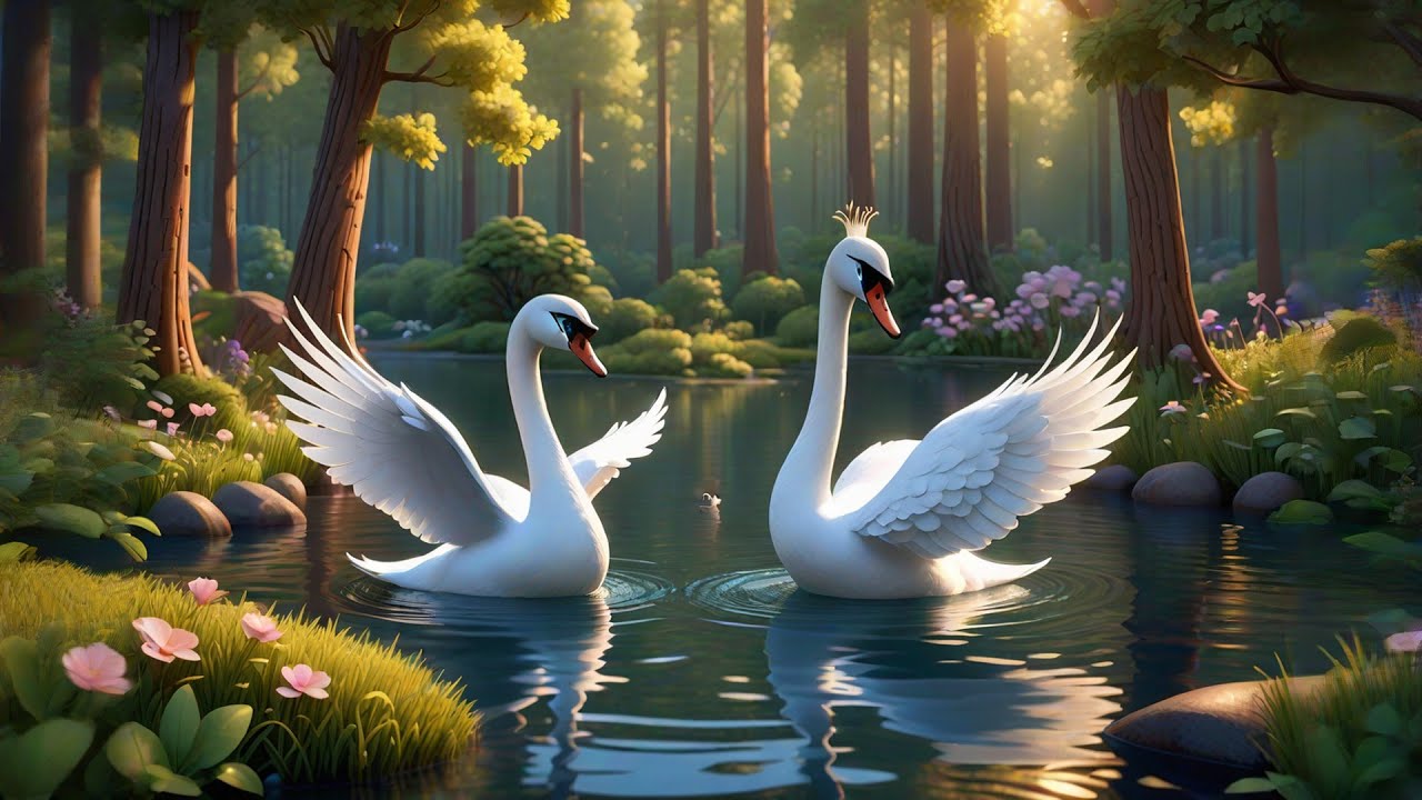 Seven Singing Swans Float By | Gentle Animal Song for Kids | Calm ...