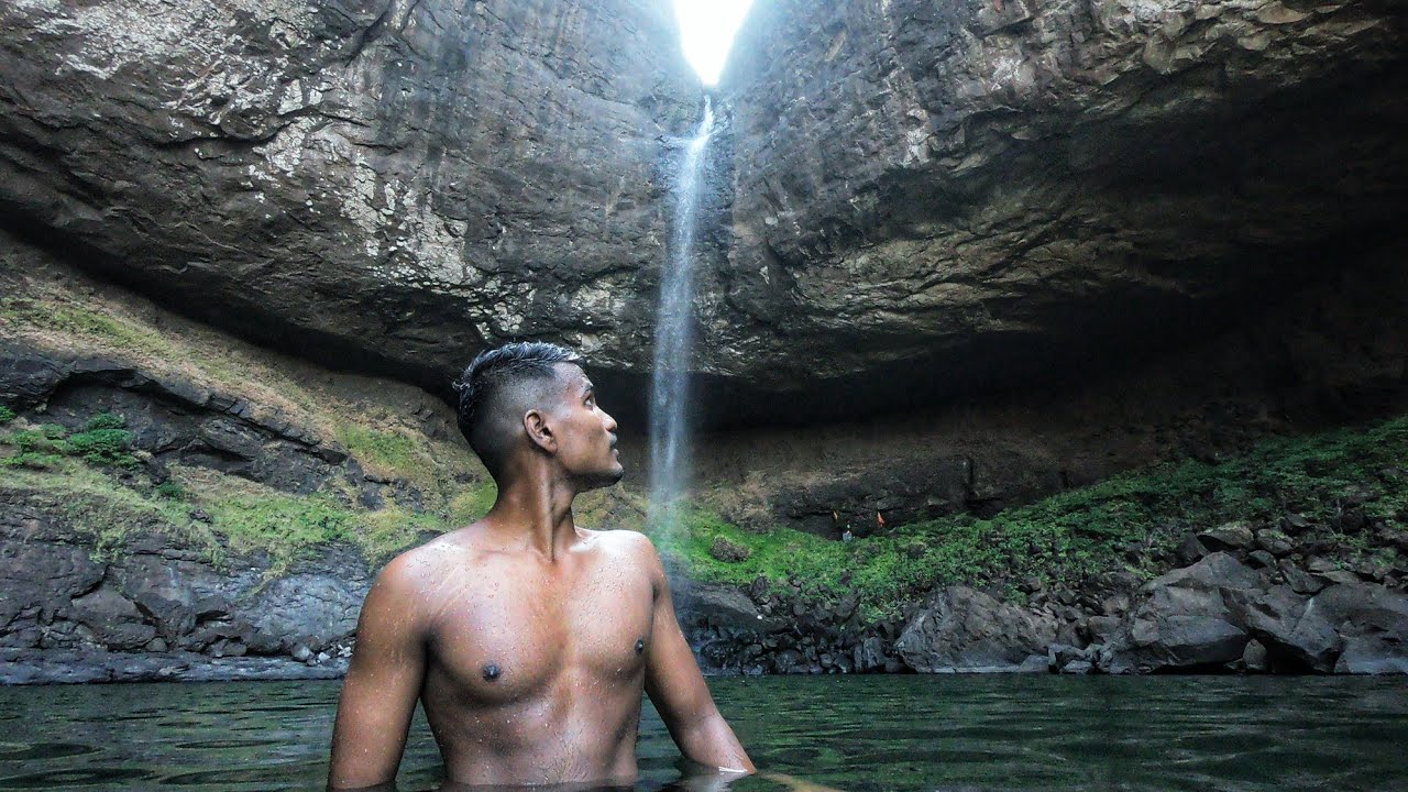 Swimming in the ice cold water of Devkund Waterfall, Bhira - YouTube