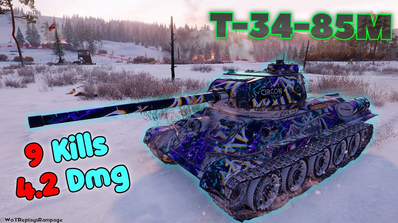 T-34-85M - 9 Frags 4.2K Damage by player ralph_the_grape - YouTube