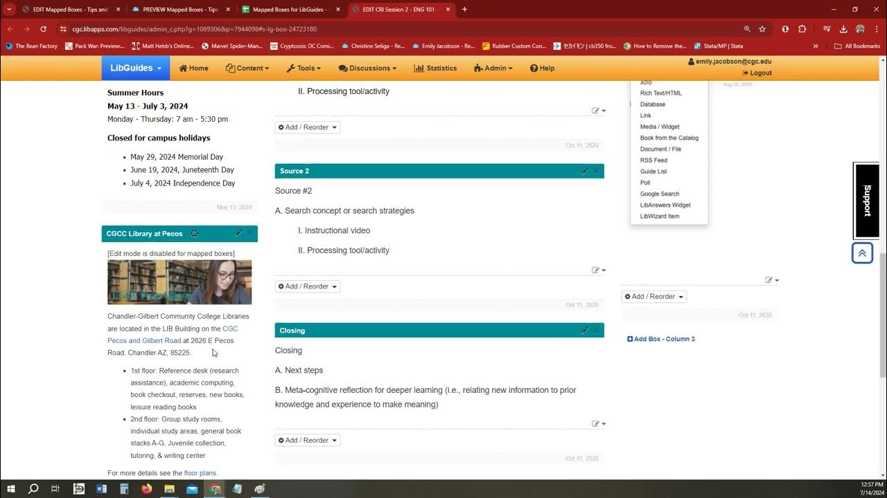 Mapped Boxes. Adding & Removing them in LibGuides - YouTube