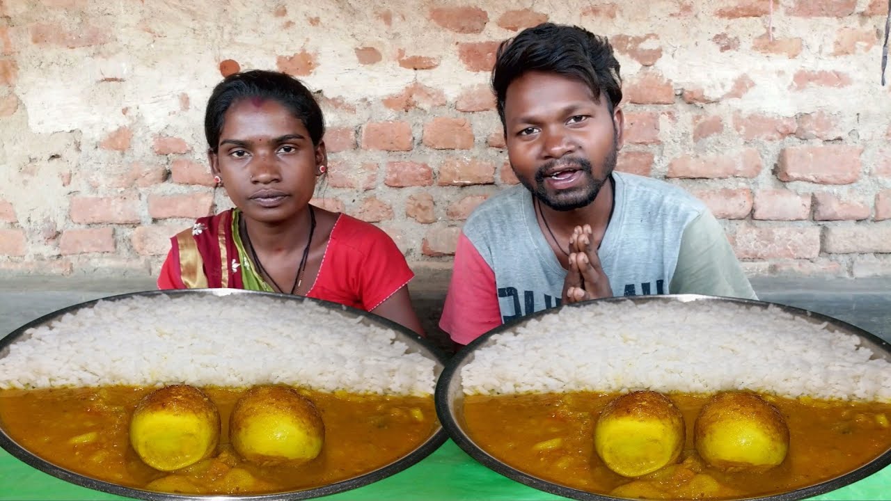 SPICY EGG CURRY 🔥 WITH DESI RICE EATING CHALLENGE | EXTREMELY BIG BITES ...