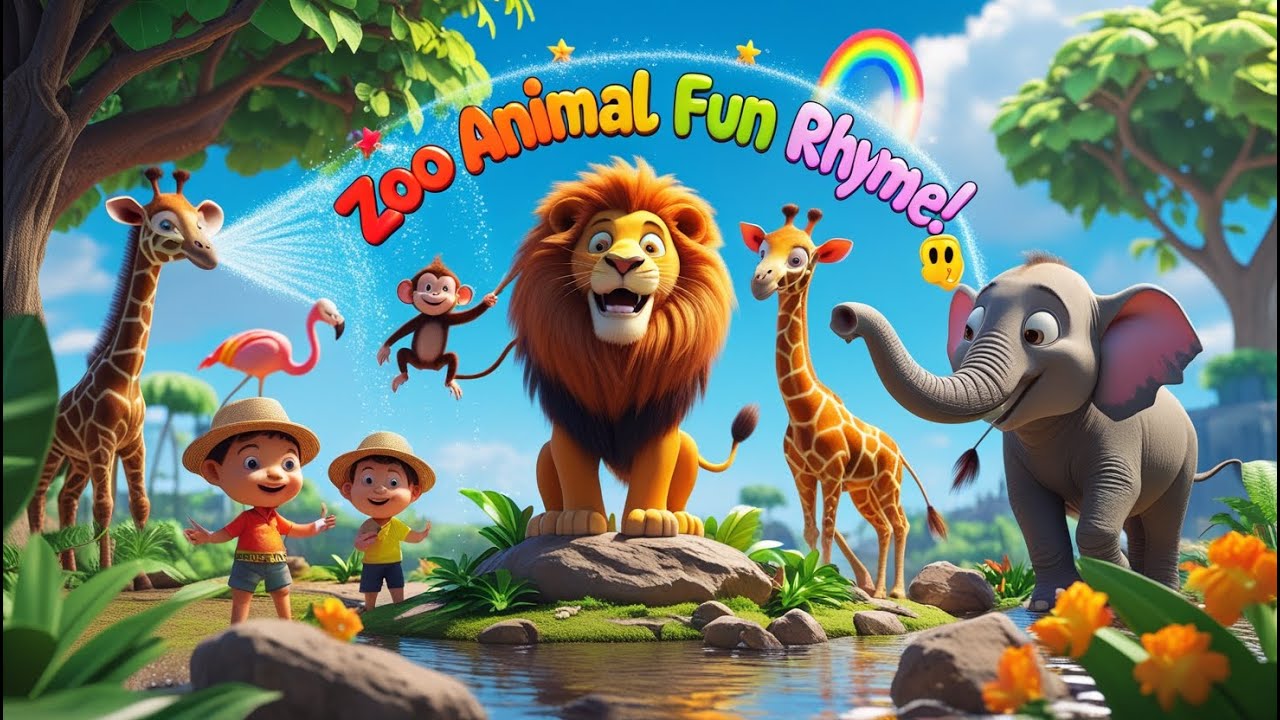 Zoo Animal Fun Rhyme | Learn Zoo Animals with 3D Cartoon Animation for ...