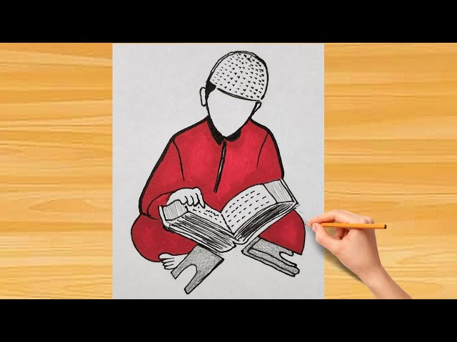 Boy Reading Quran Drawing