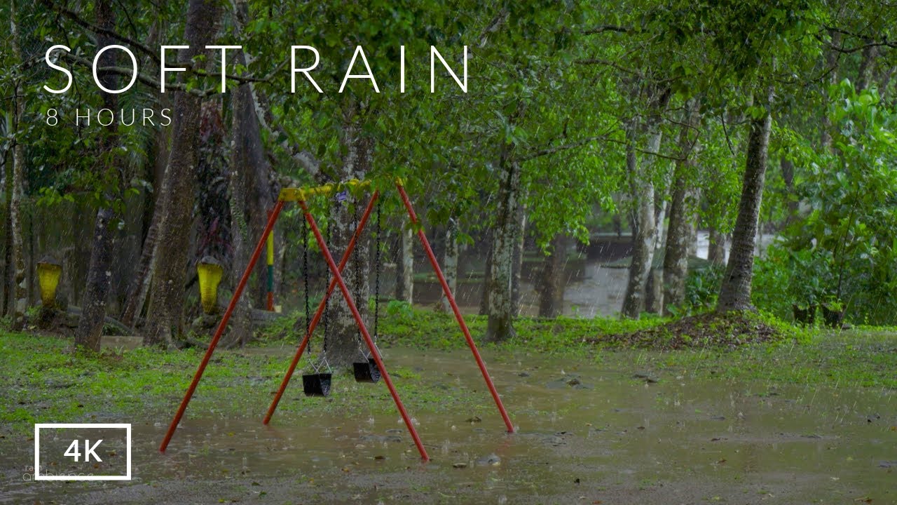 Soft Rain falling on a children's park | Rainy Mood | 8 Hours of ASMR ...