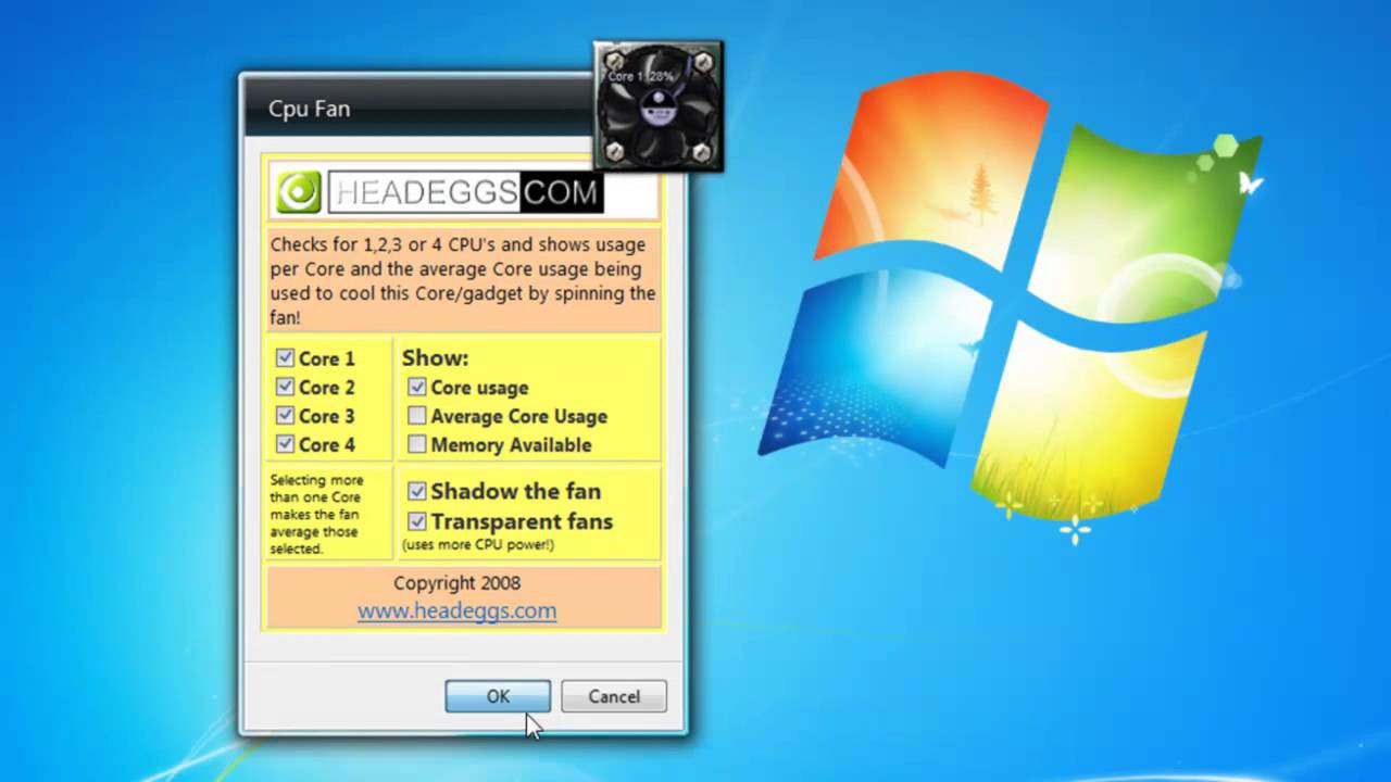 CPU Cooler Windows 7 Sidebar Gadget - YouTube