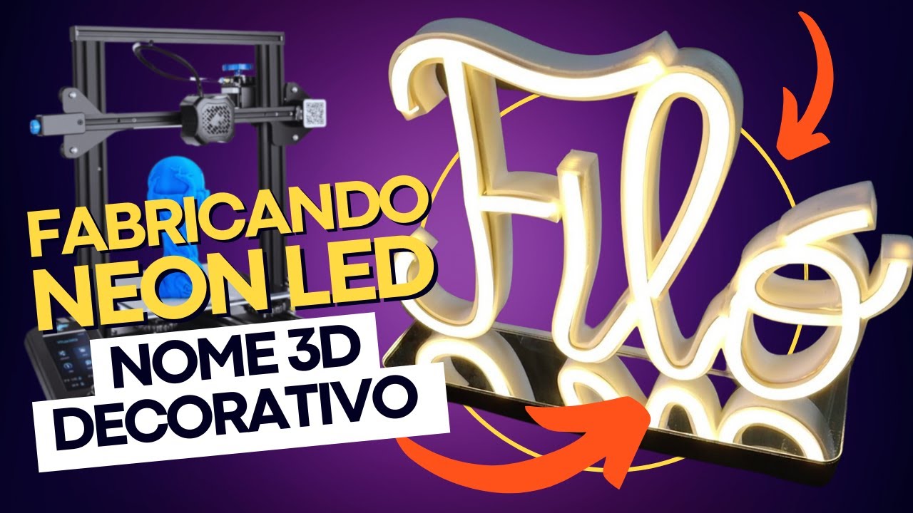 Neon LED 3D Decorativo com Base - Impressão 3D + Corte Laser - YouTube