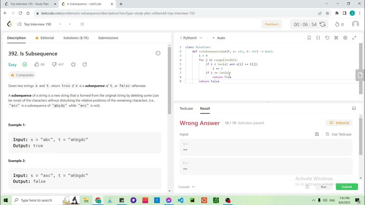 Leetcode 392 Is Subsequence Live Coding And Thought Process Youtube 9488